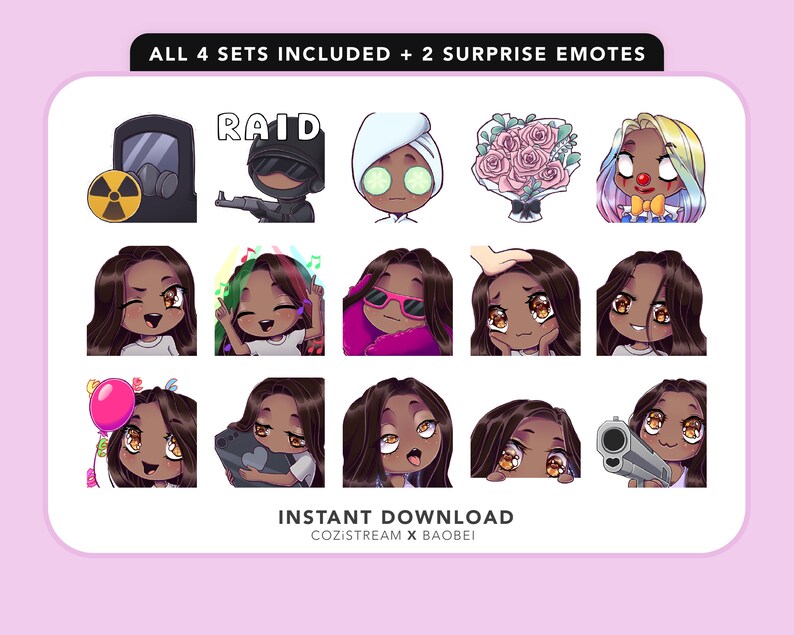 SUPER BUNDLE Emote Pack Tiara : Mocha Skin . Chocolate Brown Hair ...