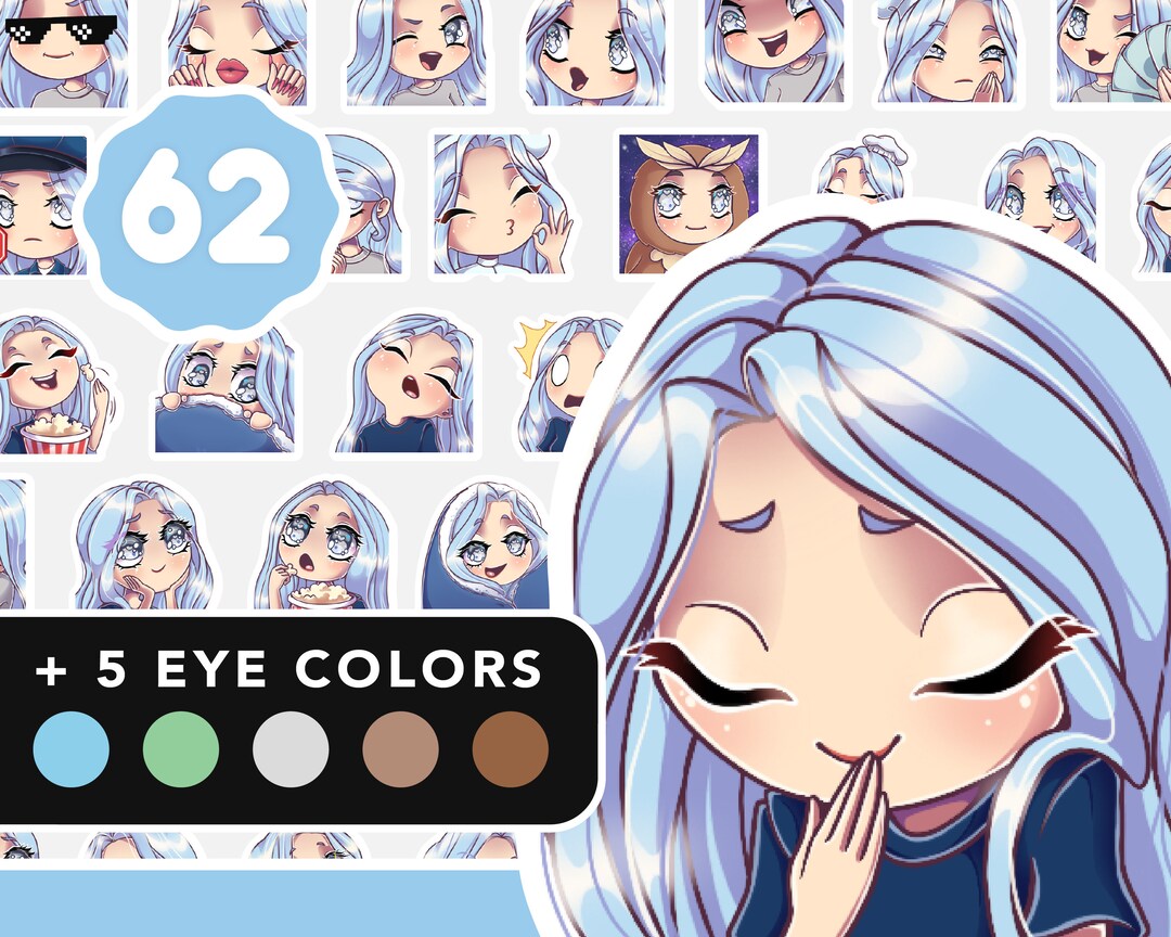 SUPER BUNDLE Emote Pack April : Vanilla Skin . Mist Blue Hair Anime ...