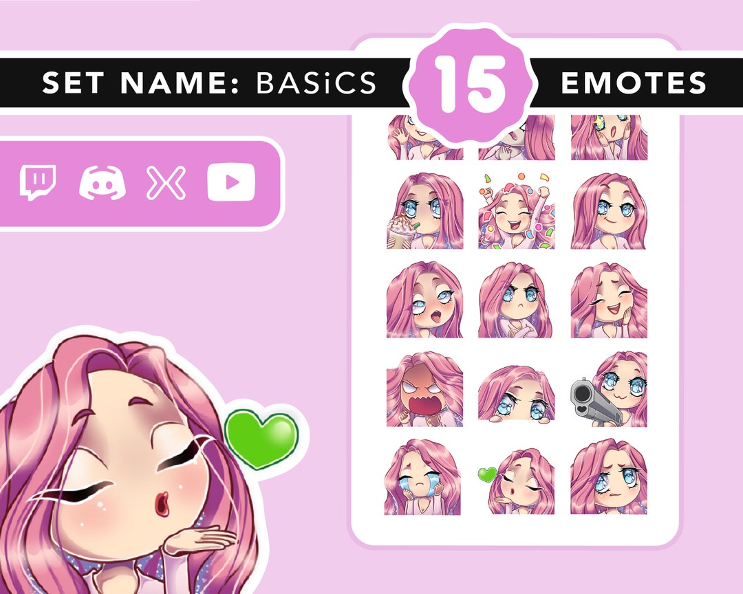 Anime Girl Emote Pack Candi : Vanilla Skin .pink Hair Live - Etsy Canada