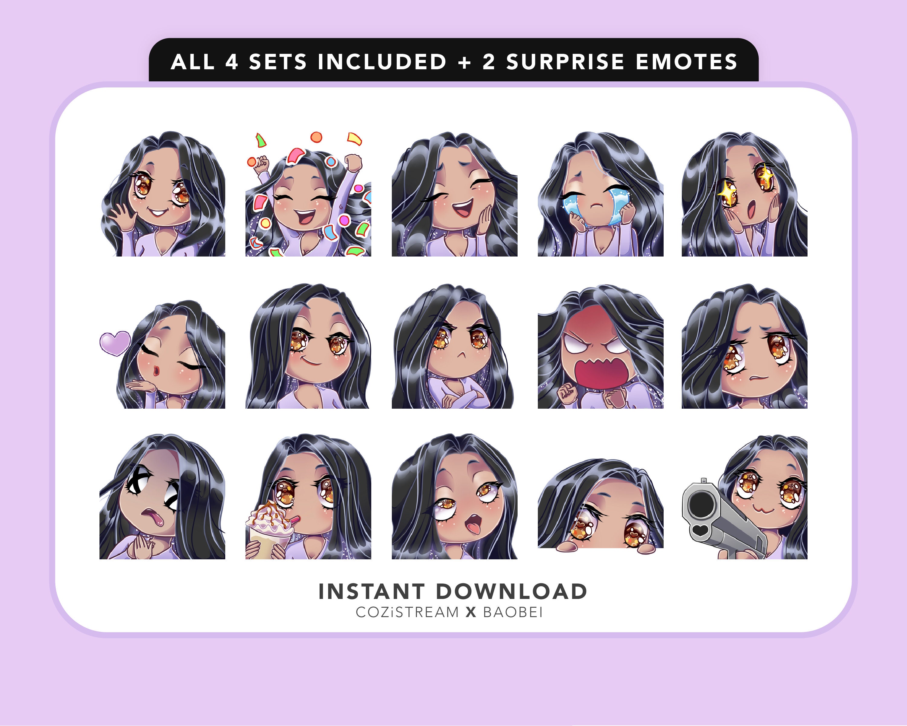 SUPER BUNDLE Emote Pack Devina : Almond Skin . Black Hair . Java Brown ...