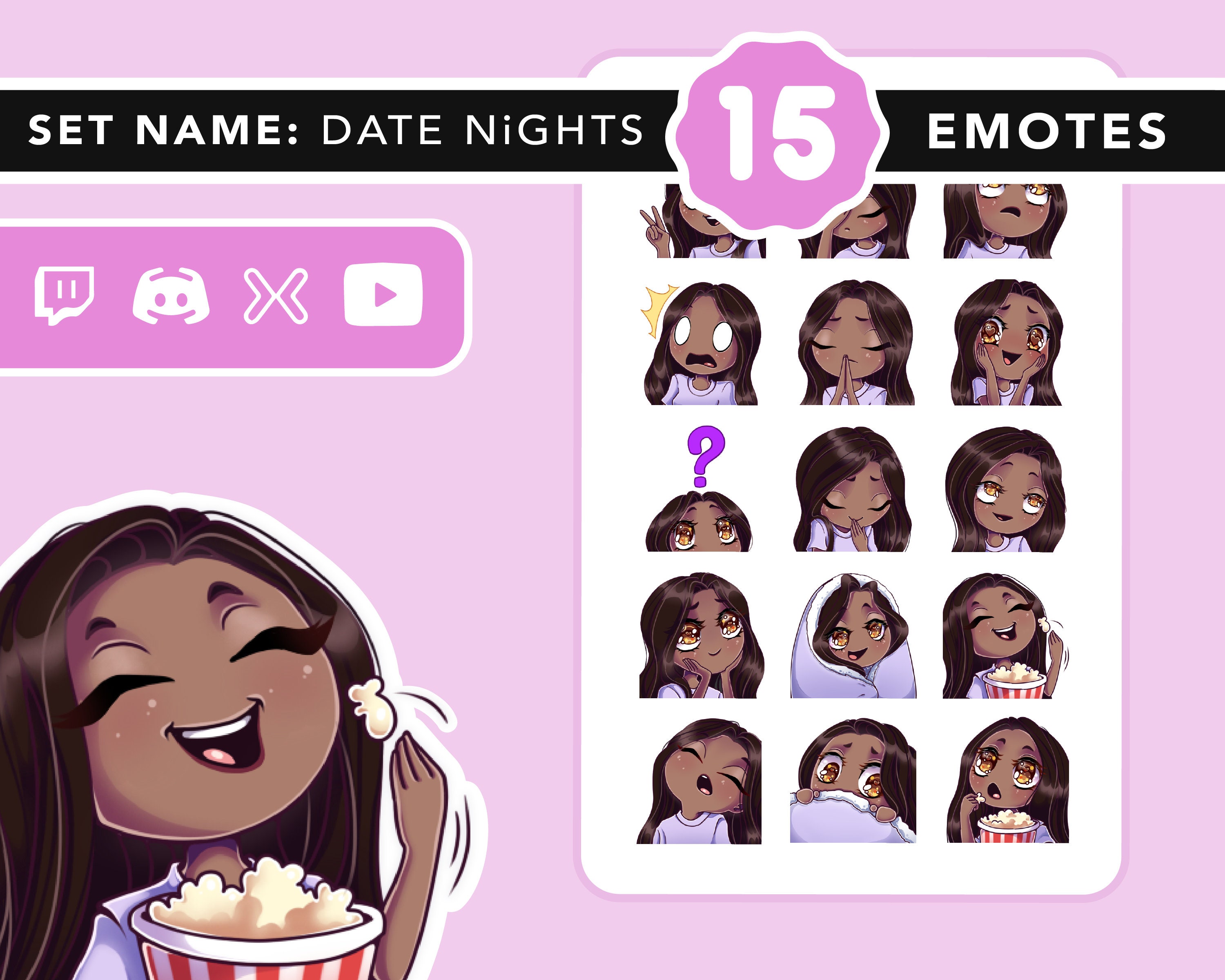 Twitch Emote Pack Tiara : Mocha Skin . Chocolate Hair . Java Brown Eyes ...
