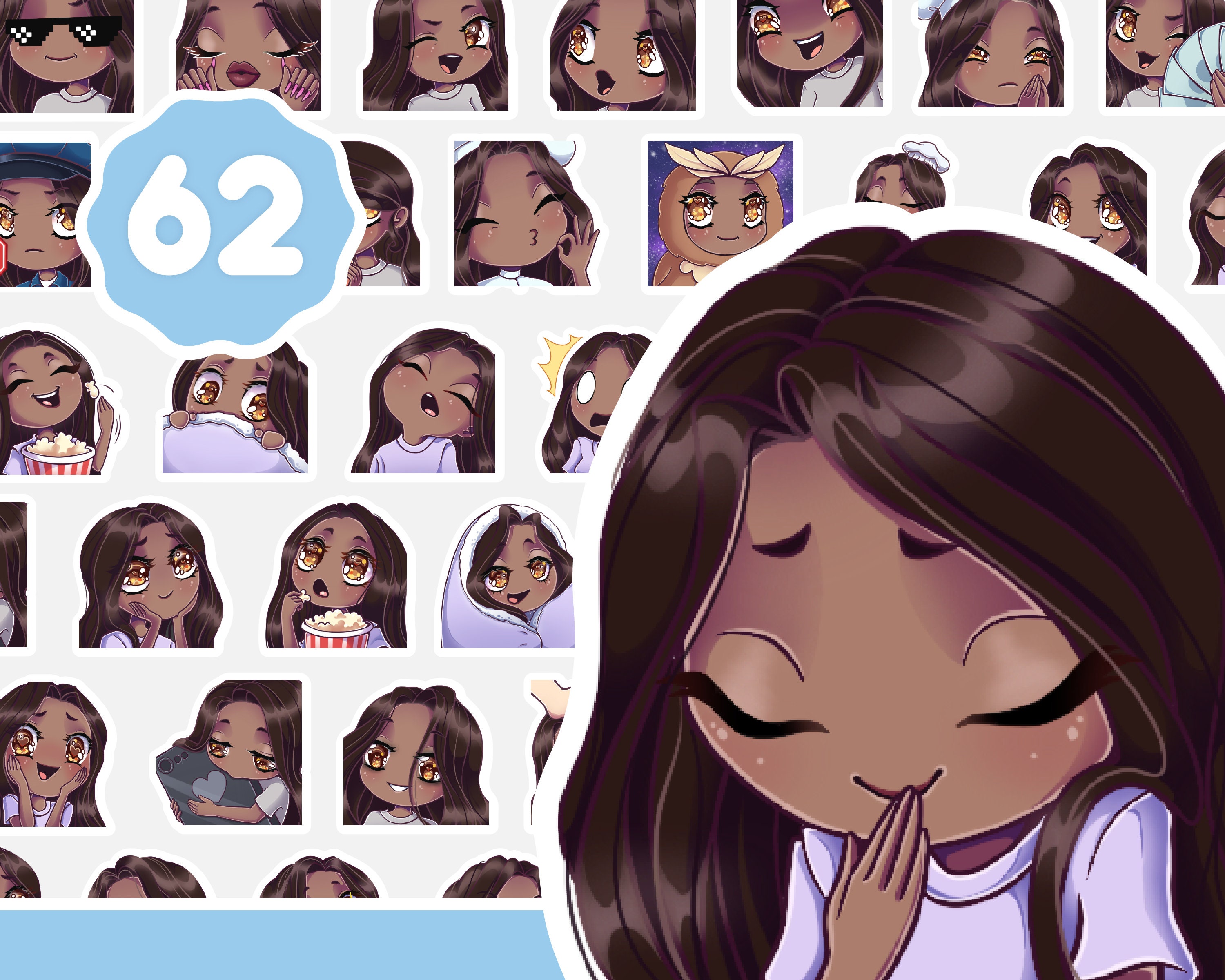 SUPER BUNDLE Emote Pack Tiara : Mocha Skin . Chocolate Brown Hair ...