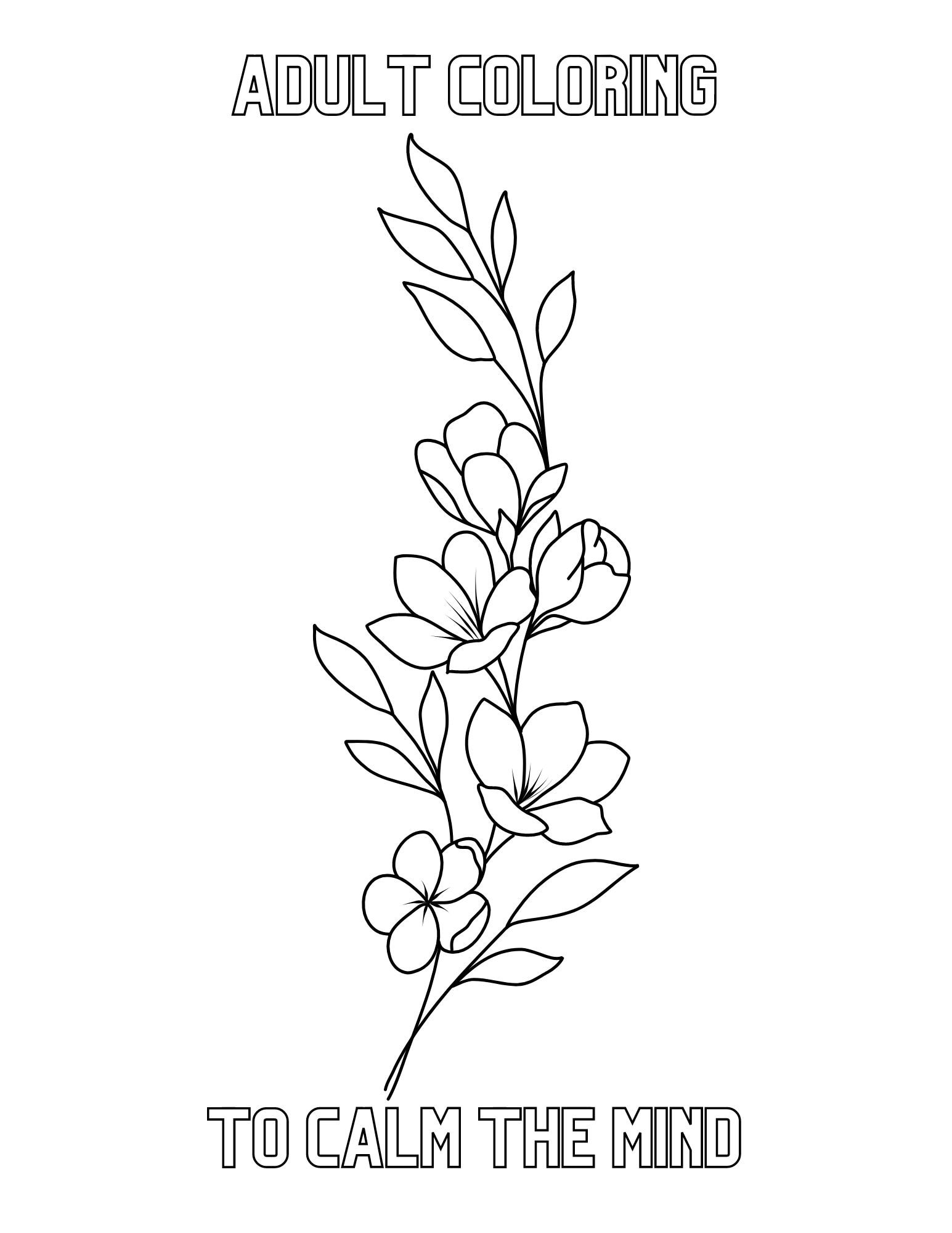 Adult Flower Coloring Pages - Etsy