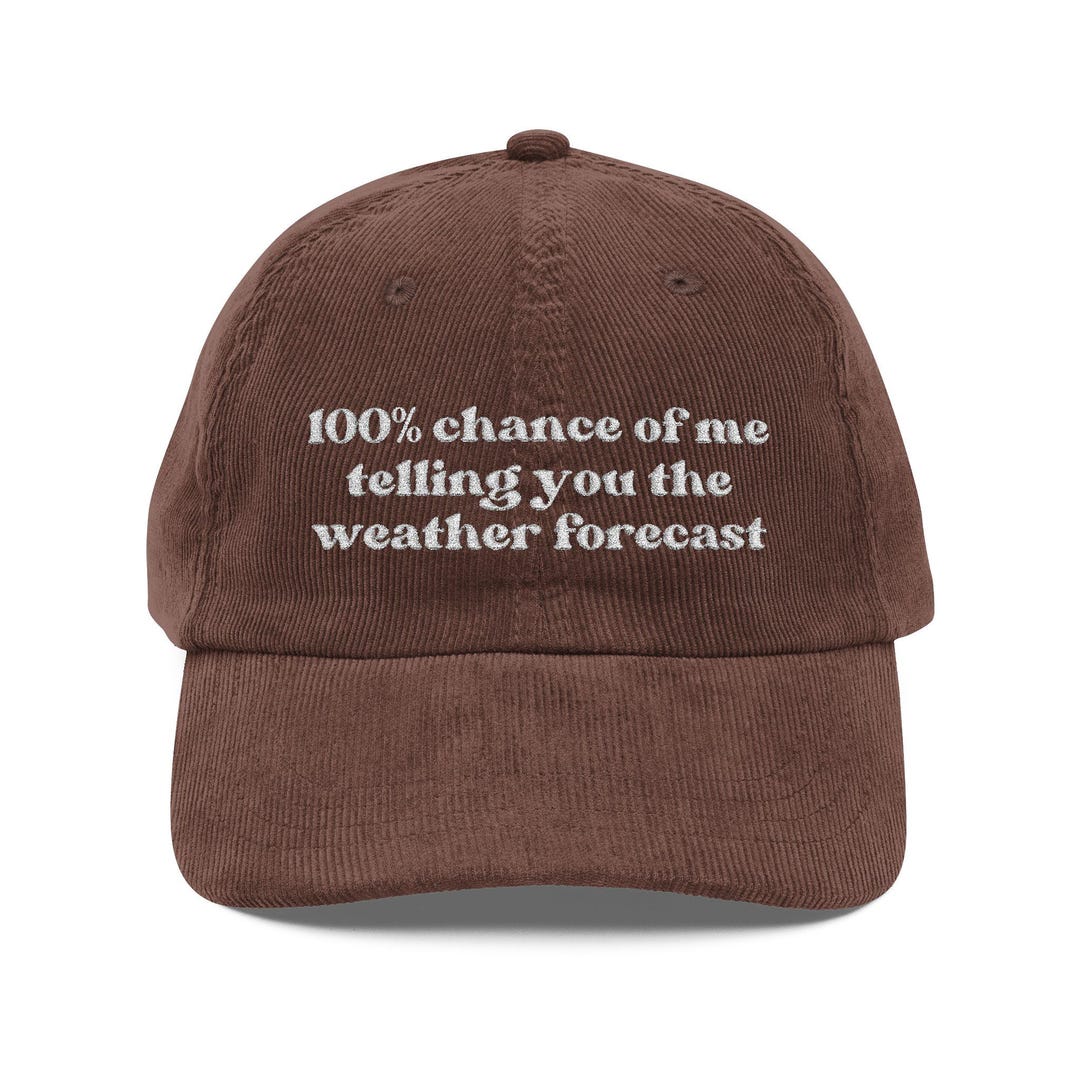 Weather Forecast Hat Embroidered Meteorologist Gift Corduroy Cap Funny ...