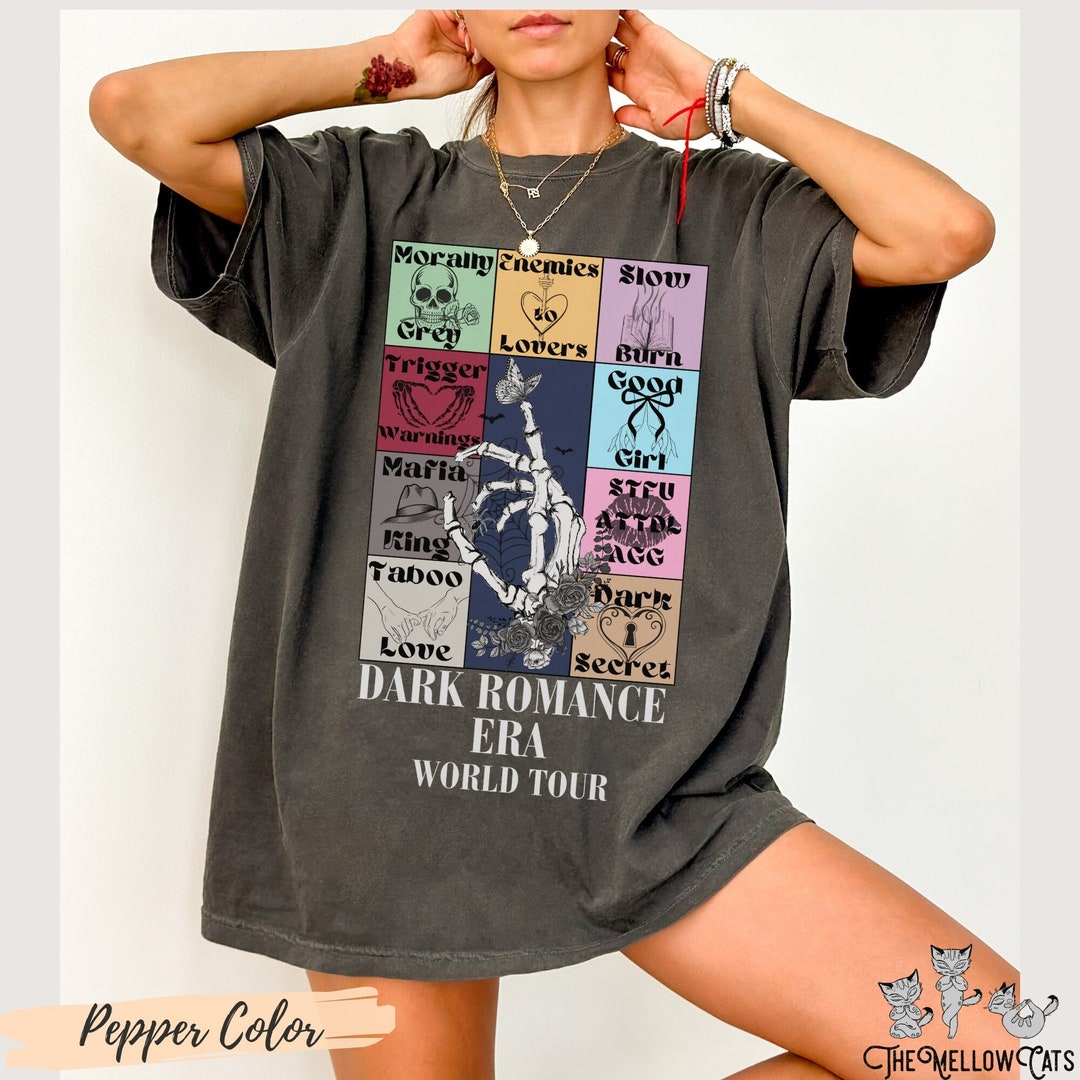 Dark Romance Era World Tour Bookish Comfort Colors Tee, Morally Grey ...