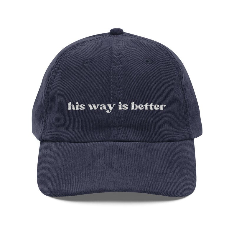 His Way is Better Hat Embroidered Christian Corduroy Cap Faith Based ...