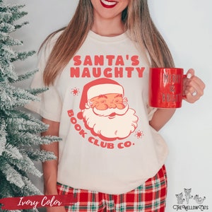 Santa Bookish Holiday Christmas Librarian Comfort Colors® Tee Bookmas ...