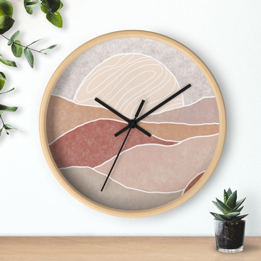 Boho Wall Clock, Bohemian Wall Clock, Retro Sunset Boho Summer Vibes ...