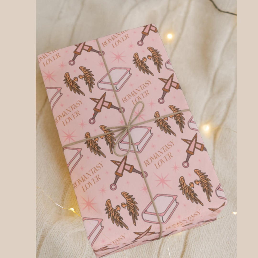 Romantasy Book Themed Wrapping Paper Vintage Book Lover Club Gift Wrap ...