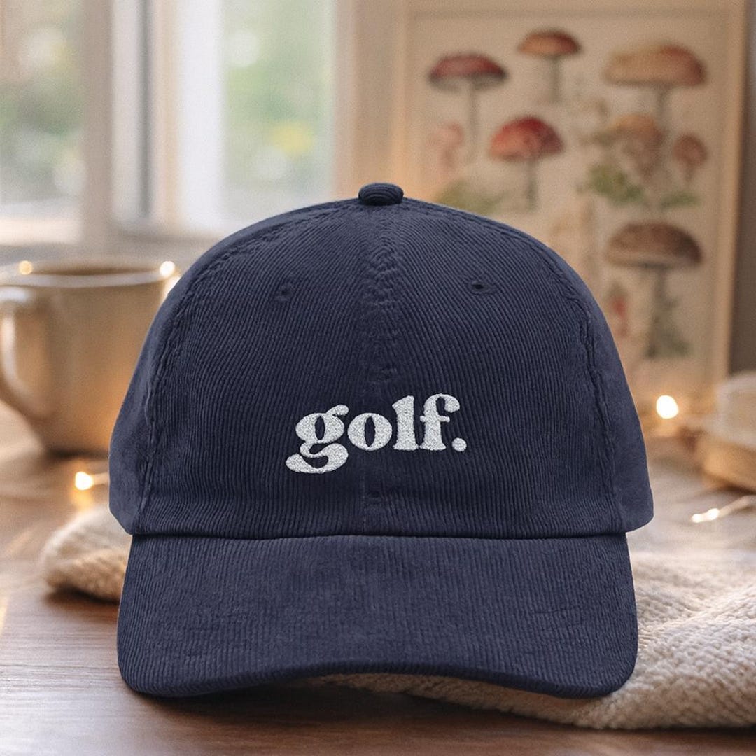 Golf Hat Embroidered Athlete Gift Corduroy Cap Adjustable Unstructured ...