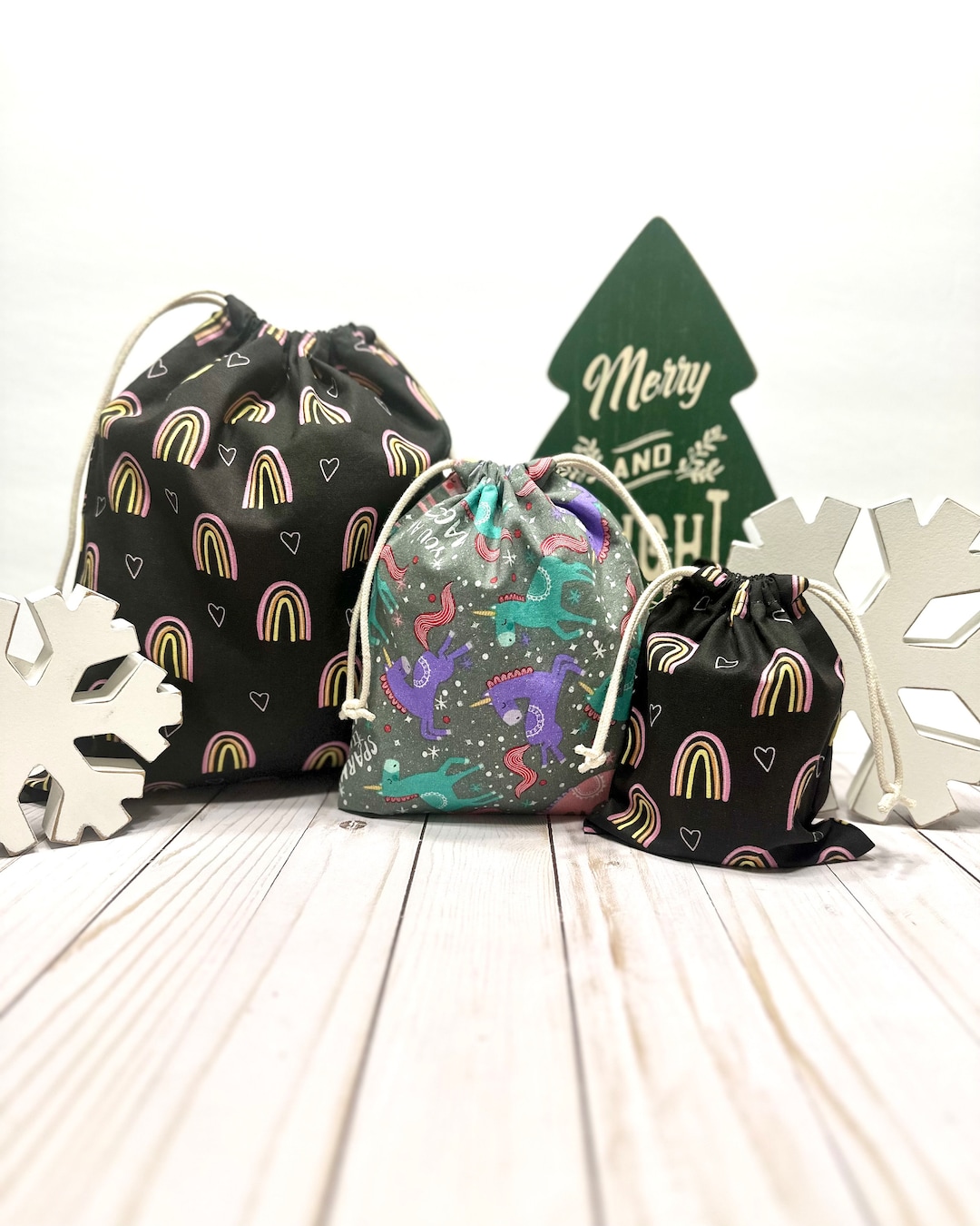 Reusable Gift Bags Fabric Gift Bag Christmas Gift Bag Drawstring Gift ...