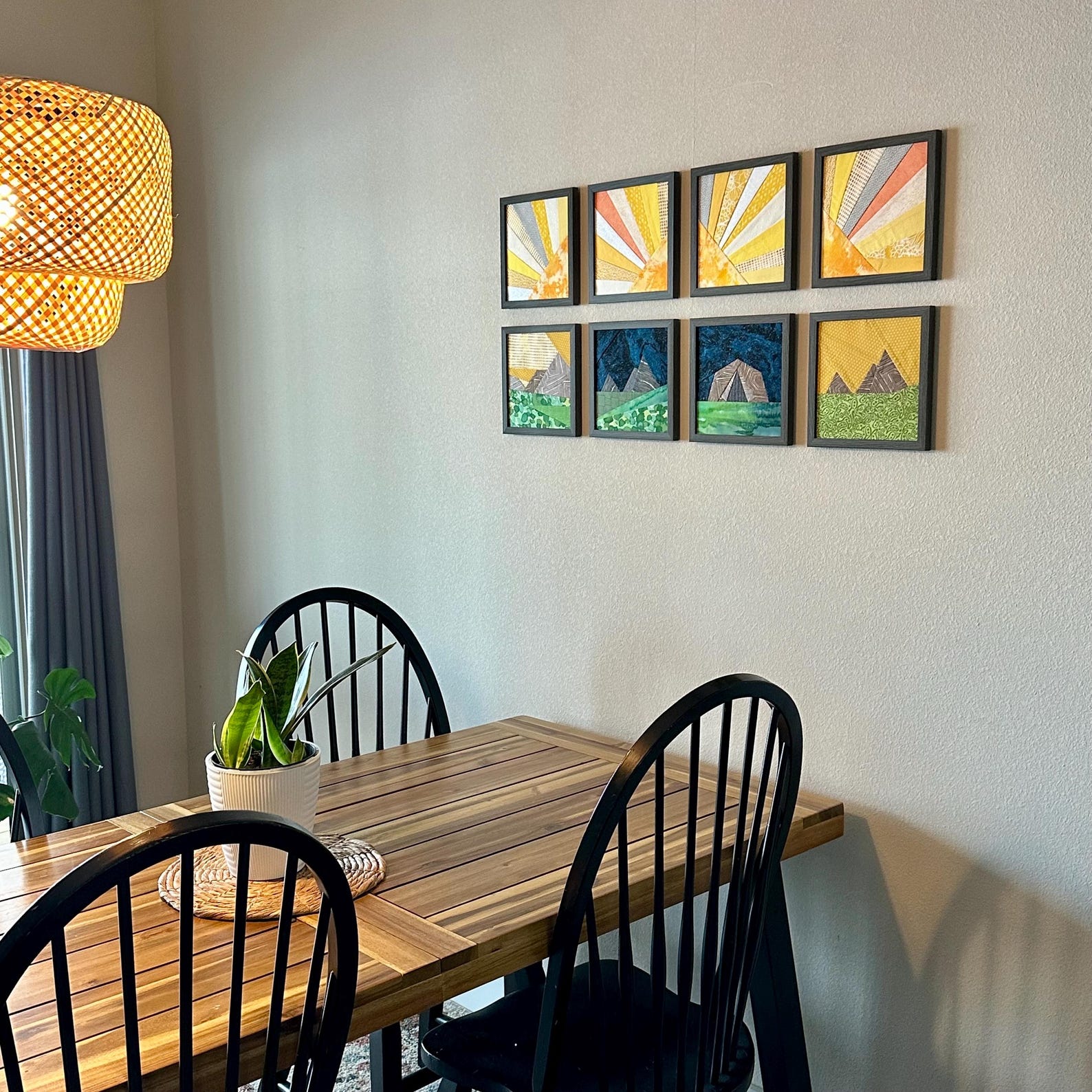 Set of 8 Framed Art Quilt Blocks | Fabric Art | Fabric Wall Art ...