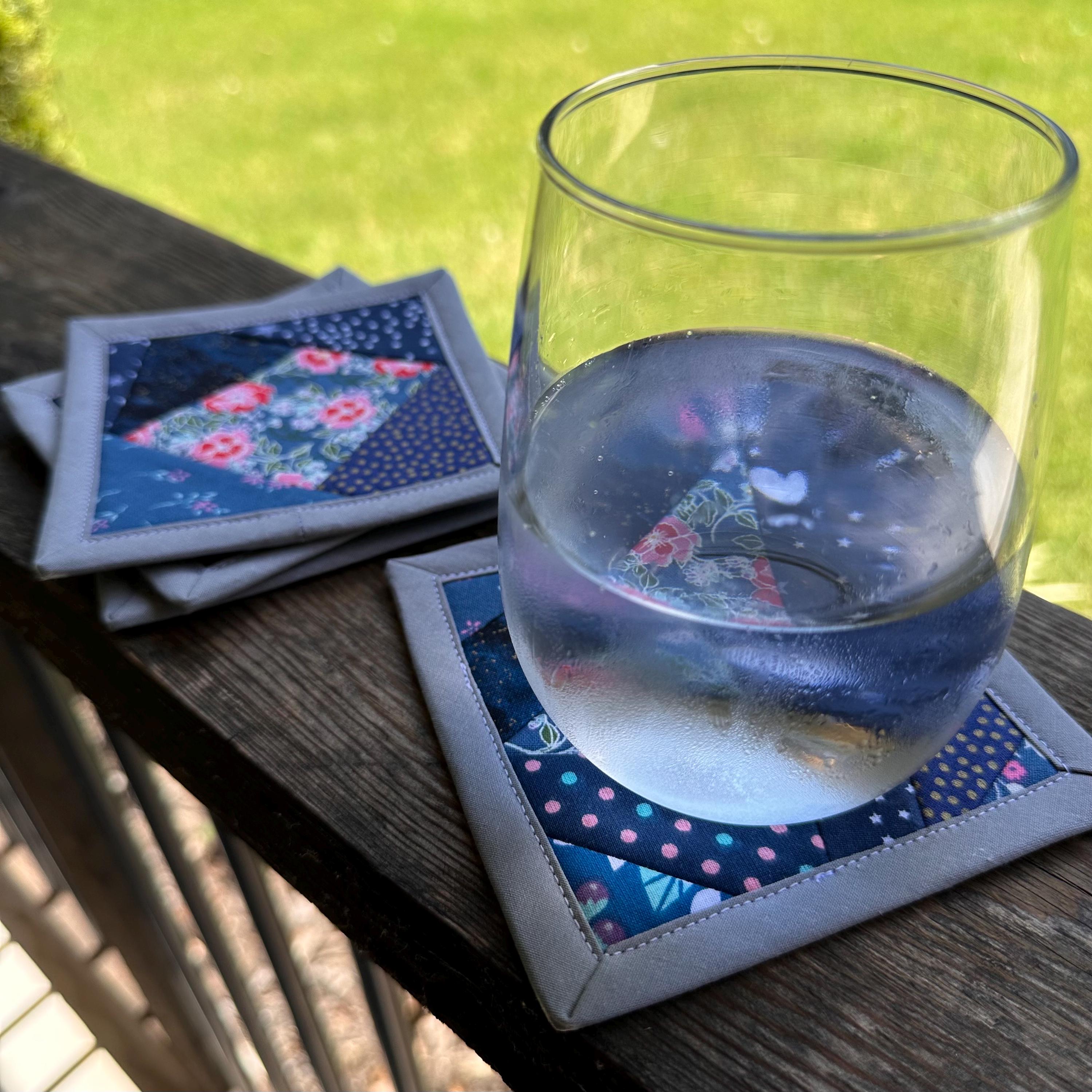 Set of 2 Quilted Coasters | Fabric Coasters | Upcycled Denim | Denim ...