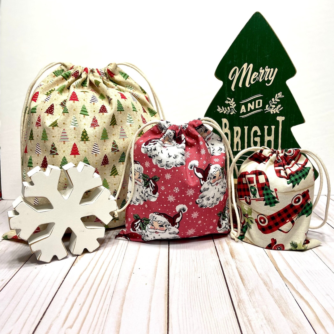 Reusable Gift Bag | Christmas Gift Bag | Fabric Gift Bag | Holiday Gift ...