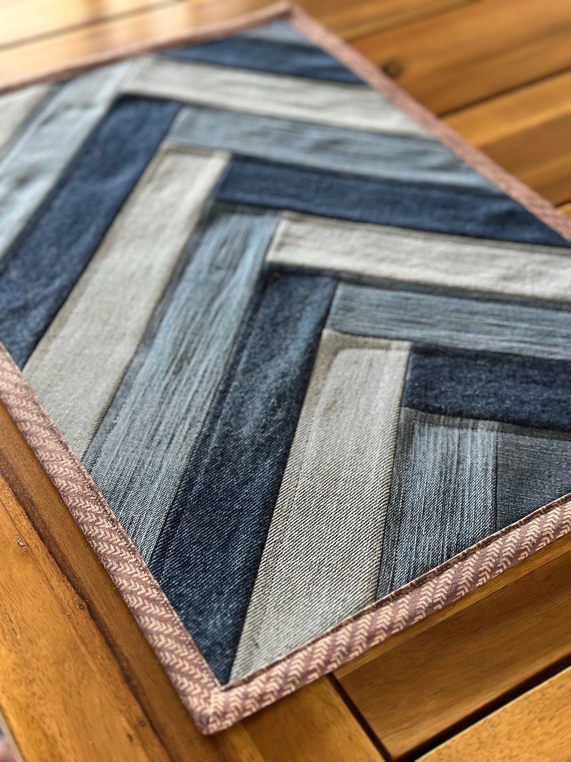 Denim Placemats Repurposed Denim Table Linens Quilted Placemat Large ...