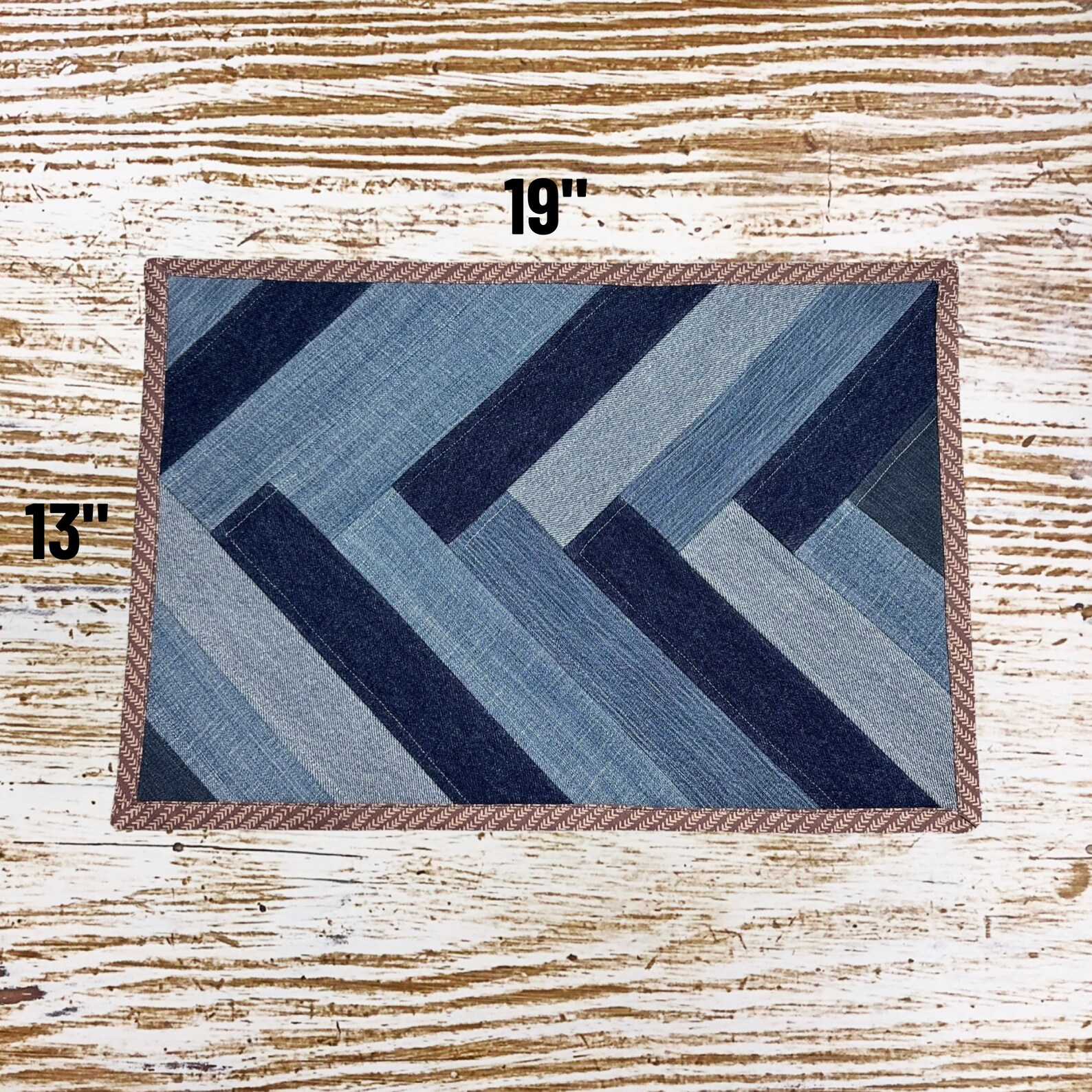 Denim Placemats Repurposed Denim Table Linens Quilted Placemat Large ...