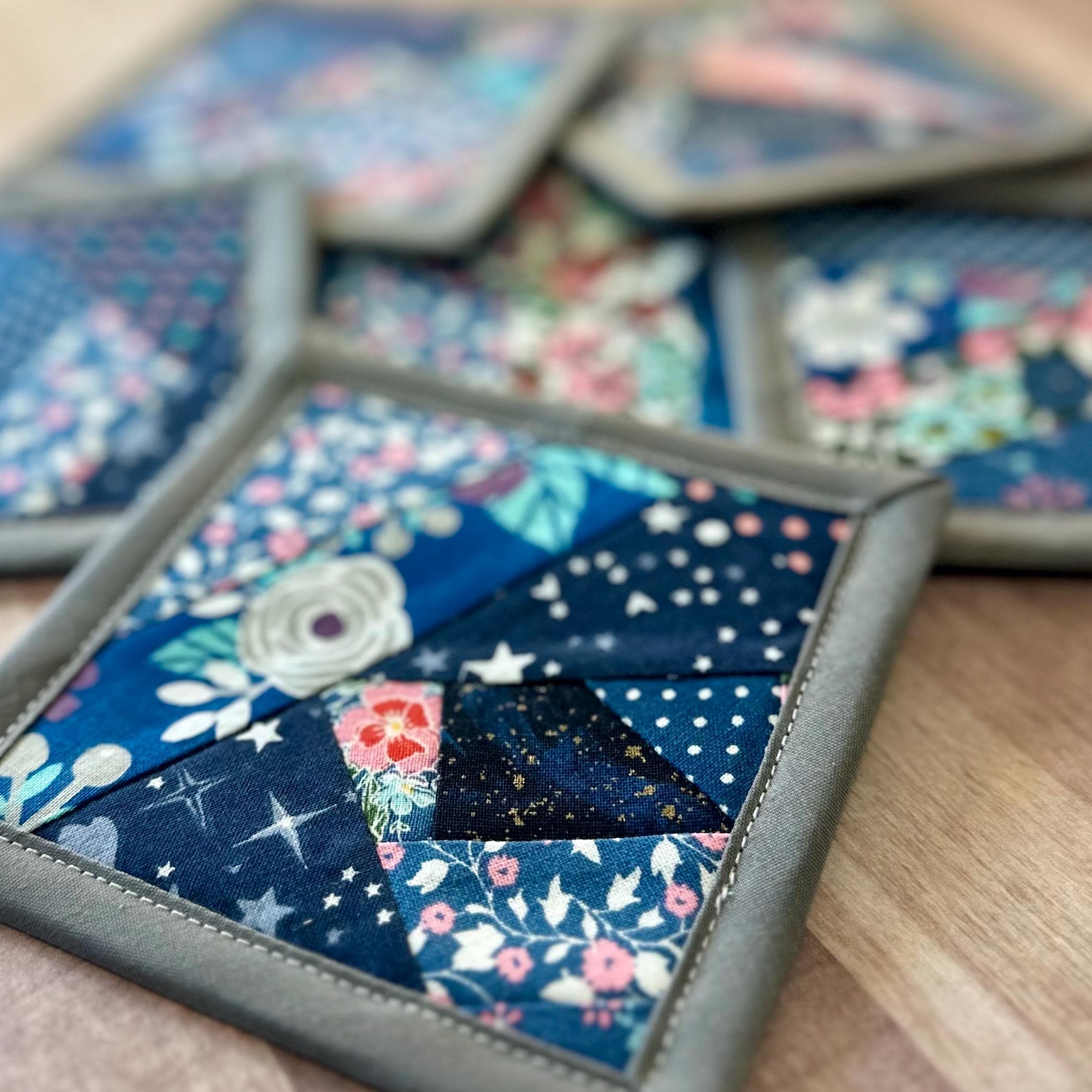 Set of 2 Quilted Coasters | Fabric Coasters | Upcycled Denim | Denim ...