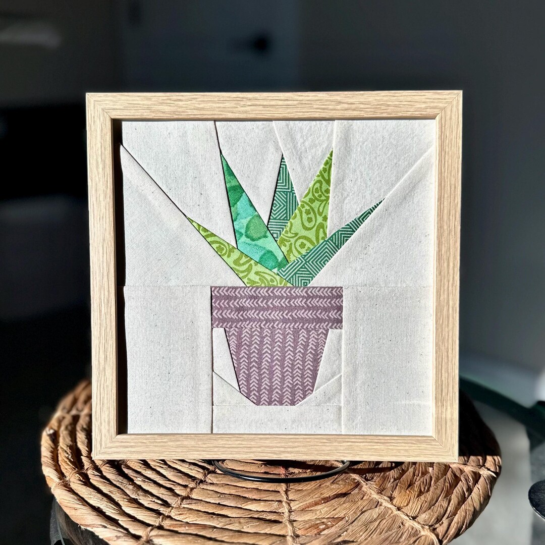 8" Quilted Plant Wall Art: Framed Fabric Art Decor - Etsy