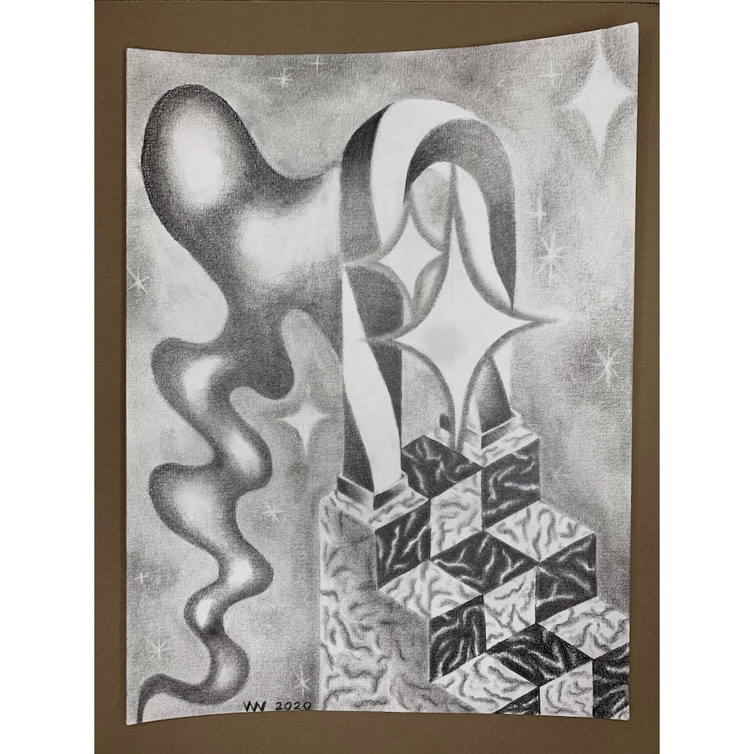 Surrealist Arch in Space Marble Checkerboard Graphite Drawing - Etsy