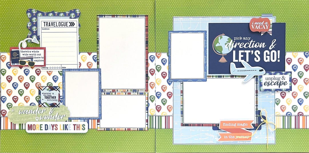Pick Any Direction Travel 12x12 Pre-cut DIY Scrapbook Page Kit - Etsy