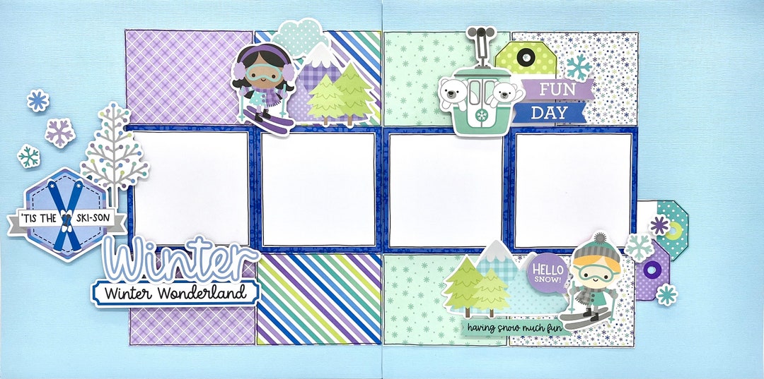 Winter Wonderland 12x12 Scrapbook Page Kit - Etsy
