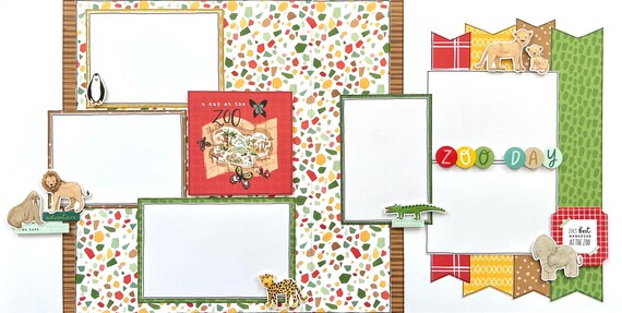 Zoo Day 12x12 Scrapbook Page Kit Animals Layout Family 2 Page - Etsy