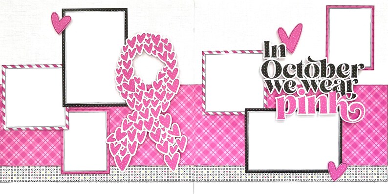 In October We Wear Pink Breast Cancer 2-page 12x12 Pre-cut Scrapbook ...