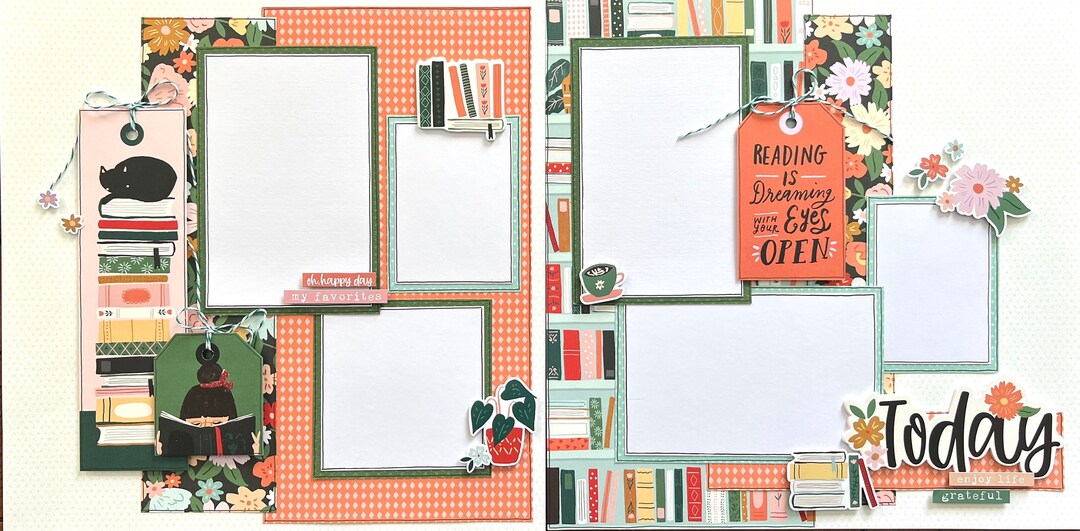 Today 12x12 Scrapbook Page Kit Reading Books Layout Kit 2 Page ...