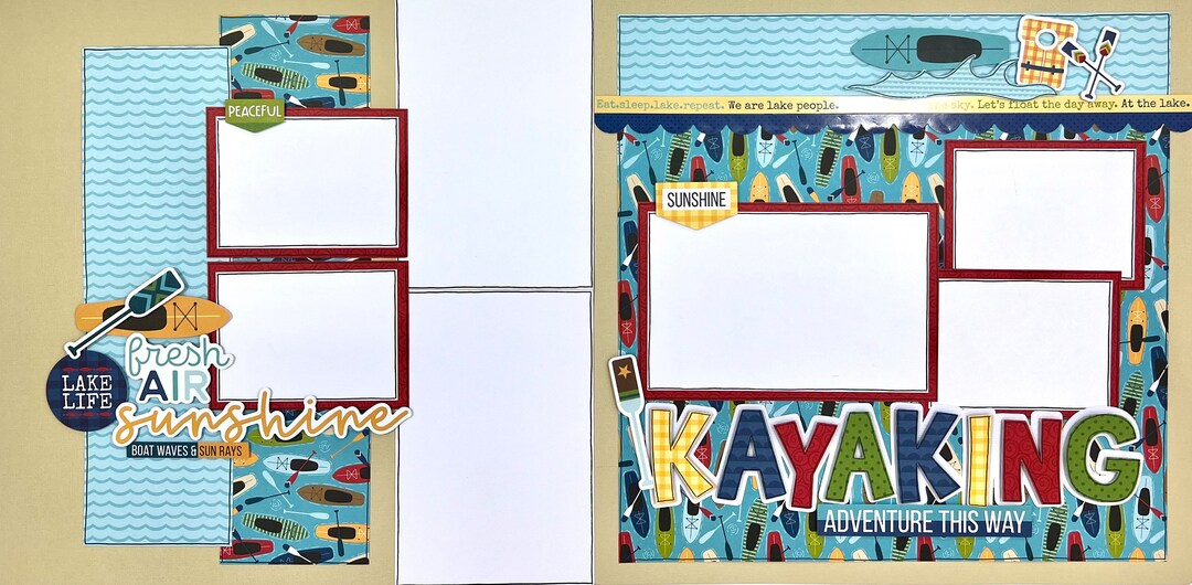 Kayaking 12x12 Scrapbook Layout Page Kit - Etsy