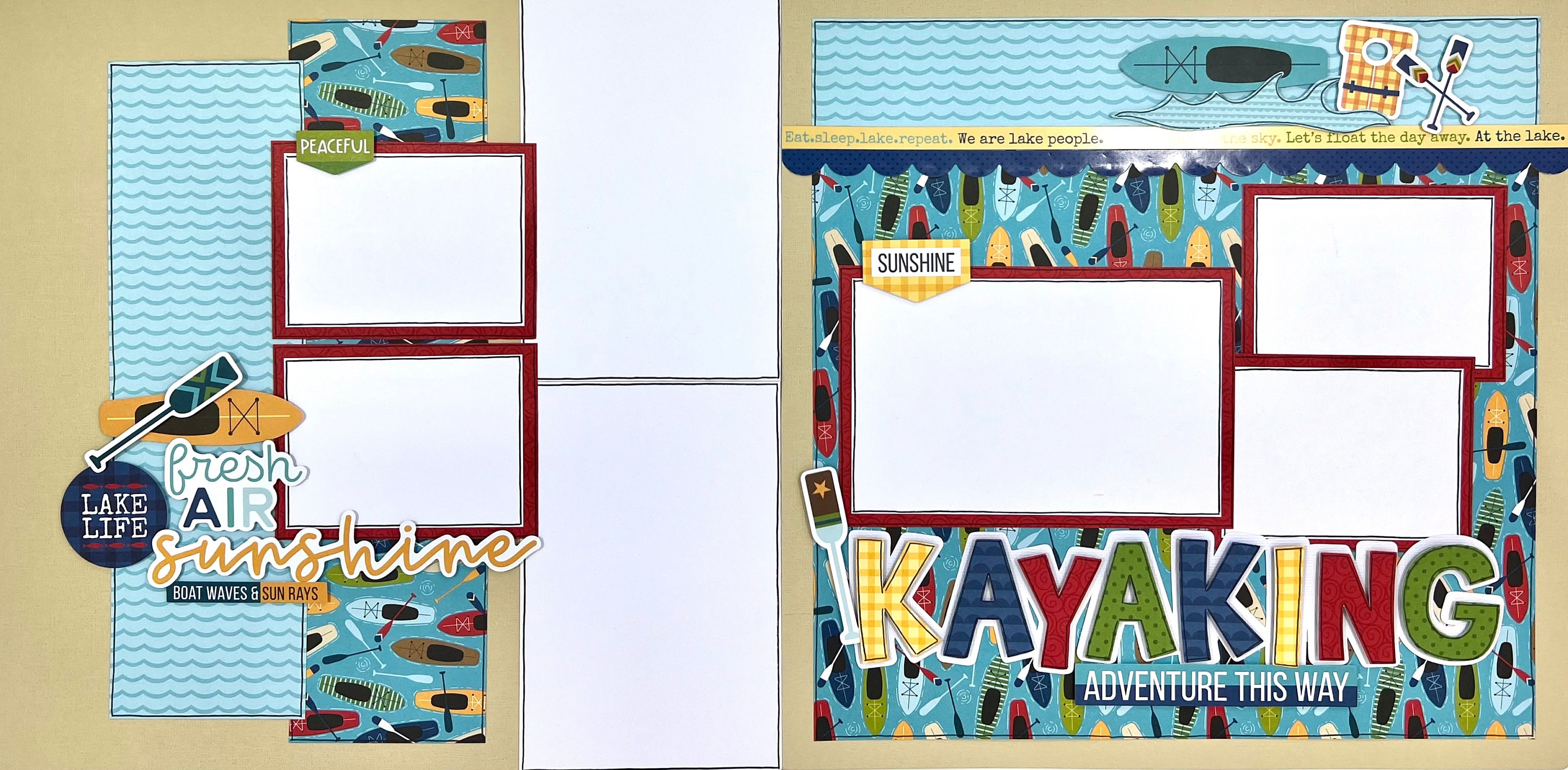 Kayaking 12x12 Scrapbook Layout Page Kit - Etsy
