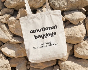Emotional Baggage Tote Bag, Reusable Totes, Gift for Women, Bridesmaid ...