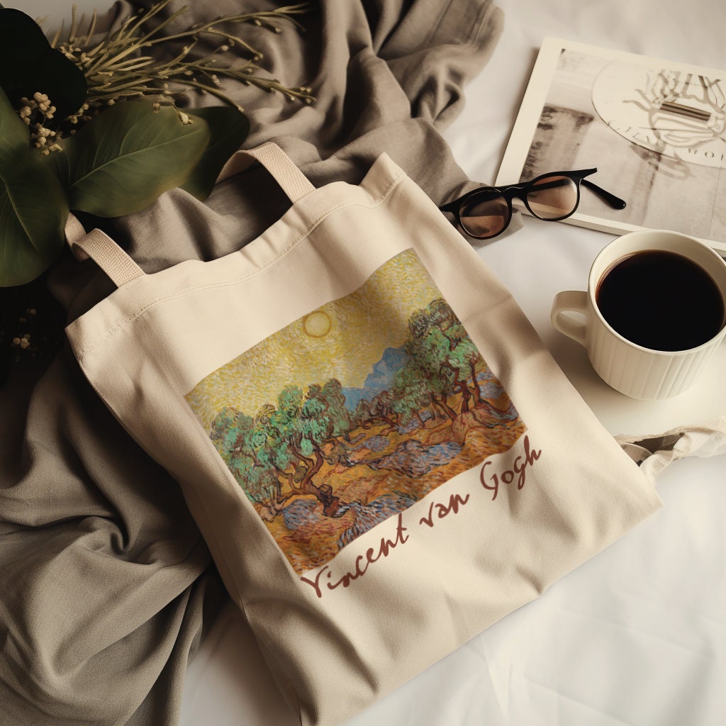 Van Gogh Tote Bag | "olive Trees With Yellow Sky and Sun by Van Gogh ...