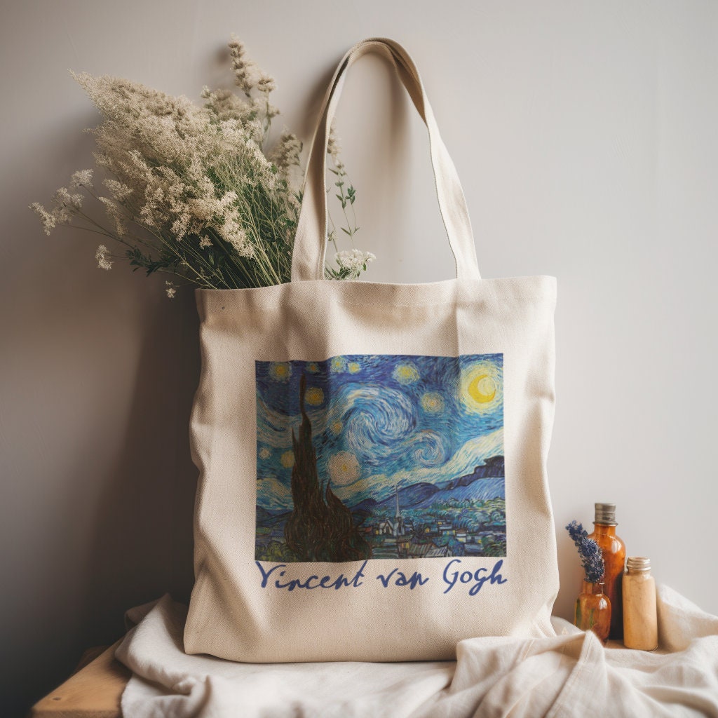 Van Gogh Tote Bag | "starry Night" | Cotton Canvas Shopping Bag - Etsy