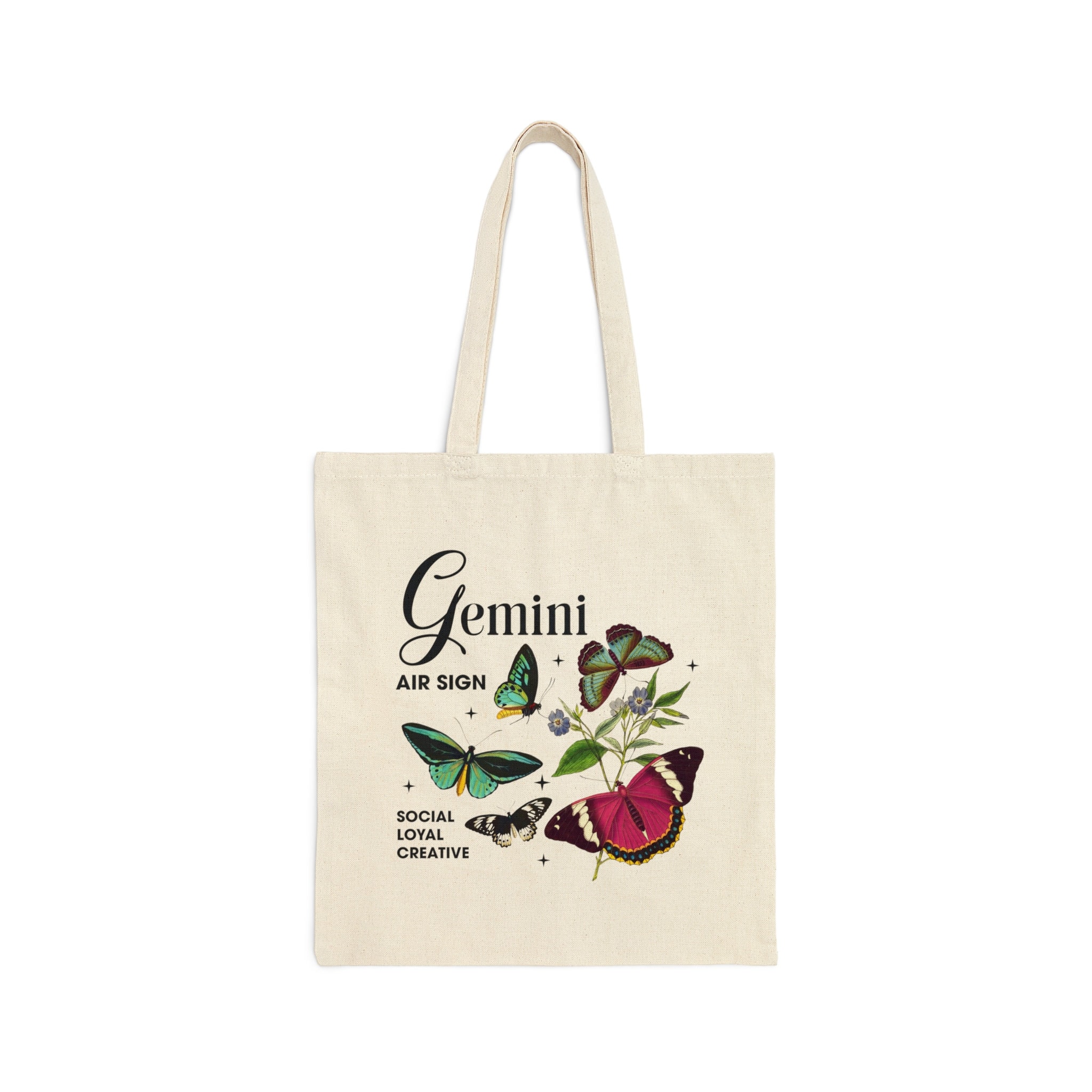 Gemini Zodiac Sign Canvas Tote Bag, Horoscope Aesthetic Bag, Butterfly ...