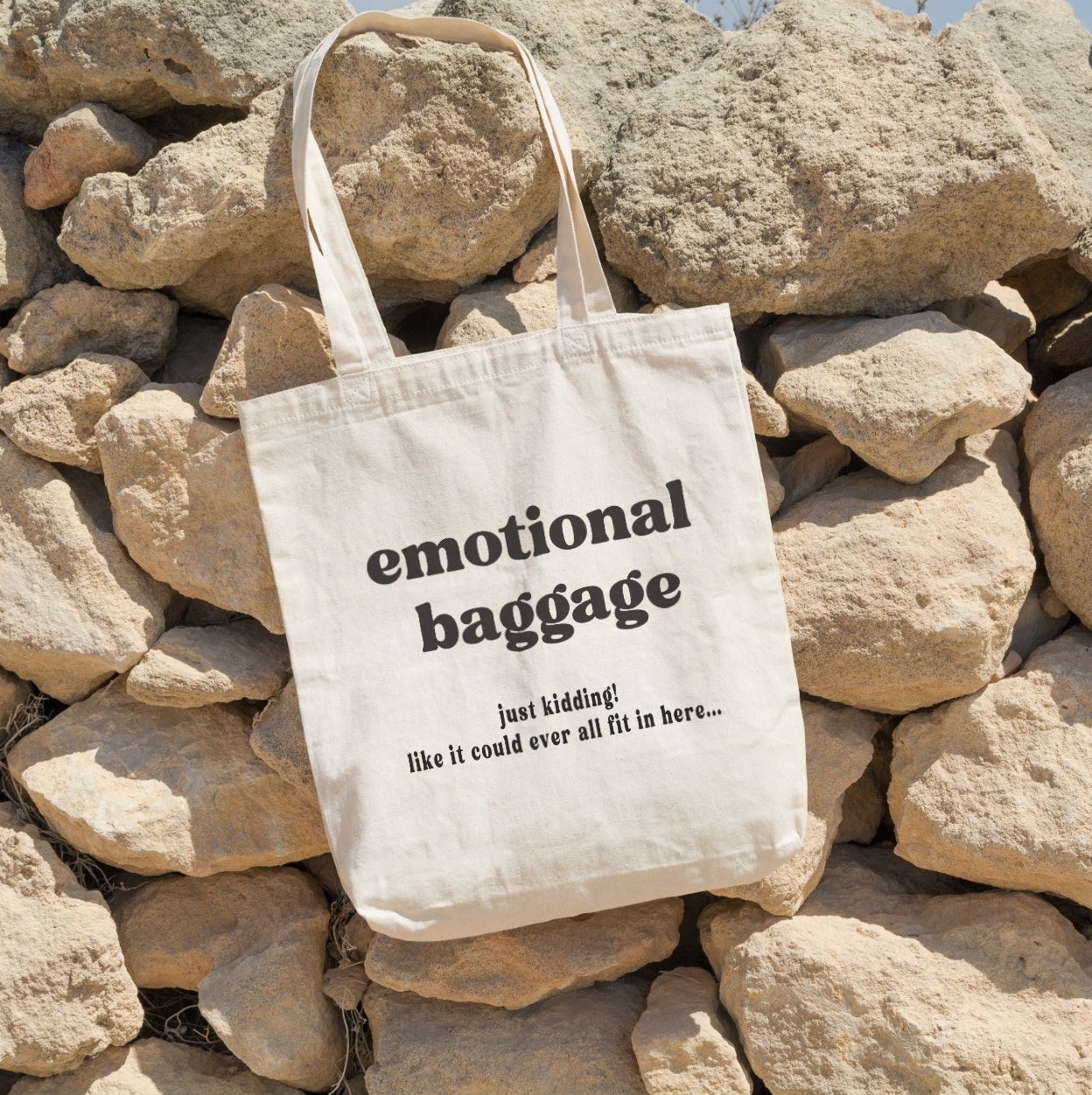 Emotional Baggage, Funny Canvas Tote Bag, Ironic and Fun Shopping Bag ...