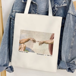 The Creation of Adam Cotton Canvas Tote Bag | Michelangelo ...