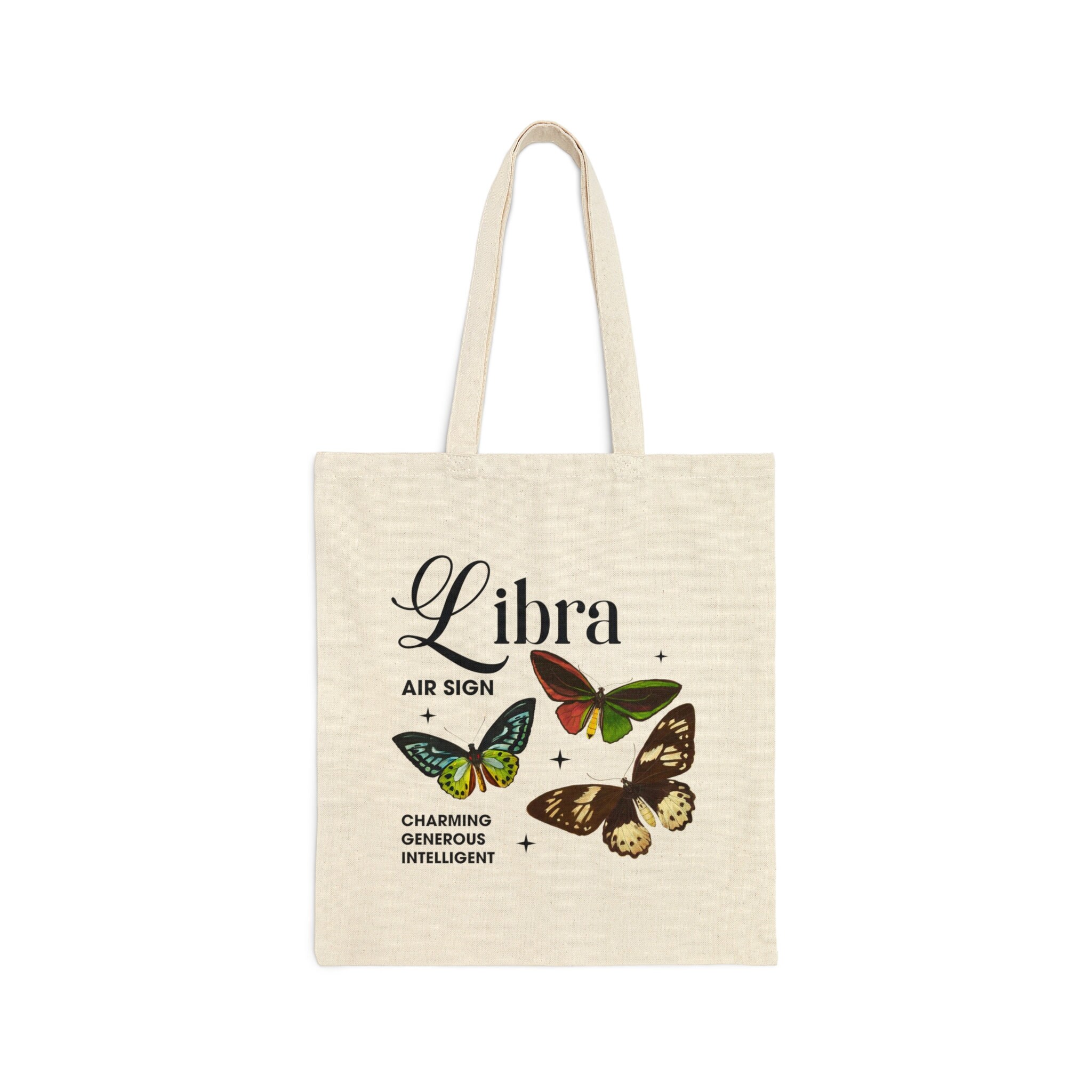Libra Zodiac Canvas Tote Bag, Horoscope Astrology Butterfly Design ...