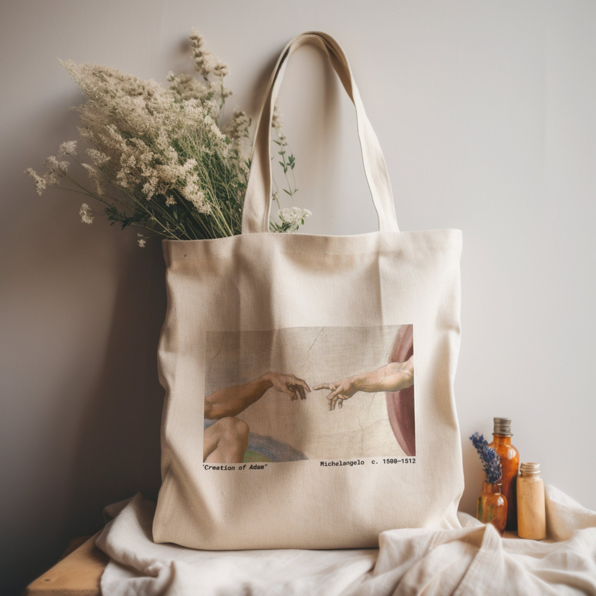 The Creation of Adam Cotton Canvas Tote Bag | Michelangelo ...