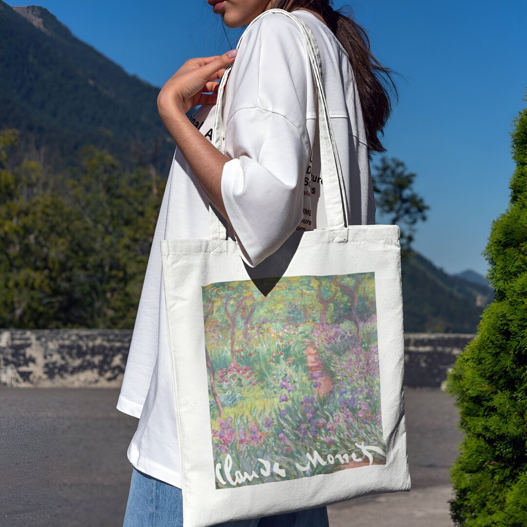Claude Monet Canvas Tote Bag - 'the Artist's Garden at Giverny' - 100% ...