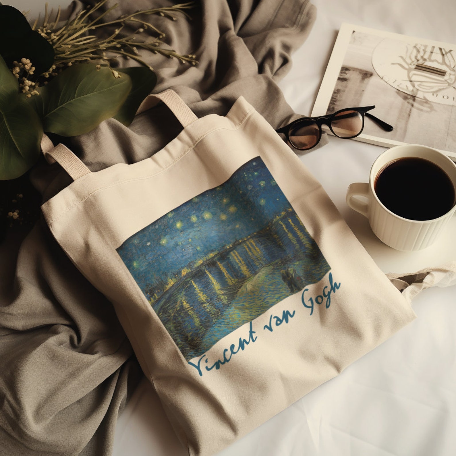 Van Gogh Tote Bag | "starry Night Over the Rhône" | Cotton Canvas ...