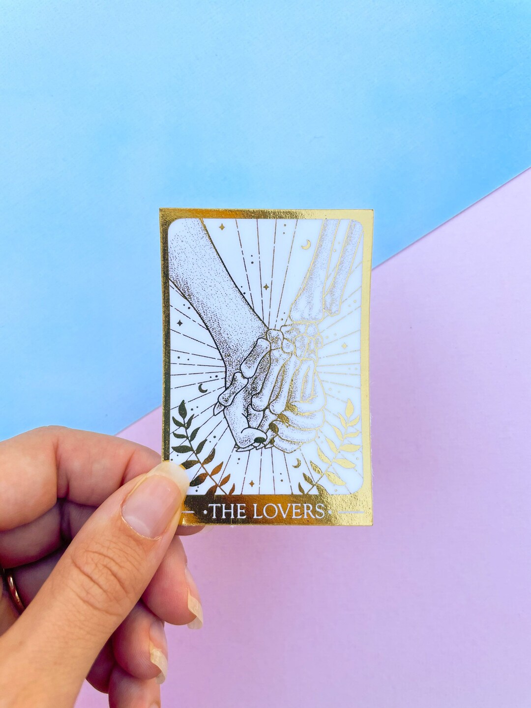 The Lovers Tarot Sticker, Tarot Sticker, Gold Foil Sticker, Celestial ...