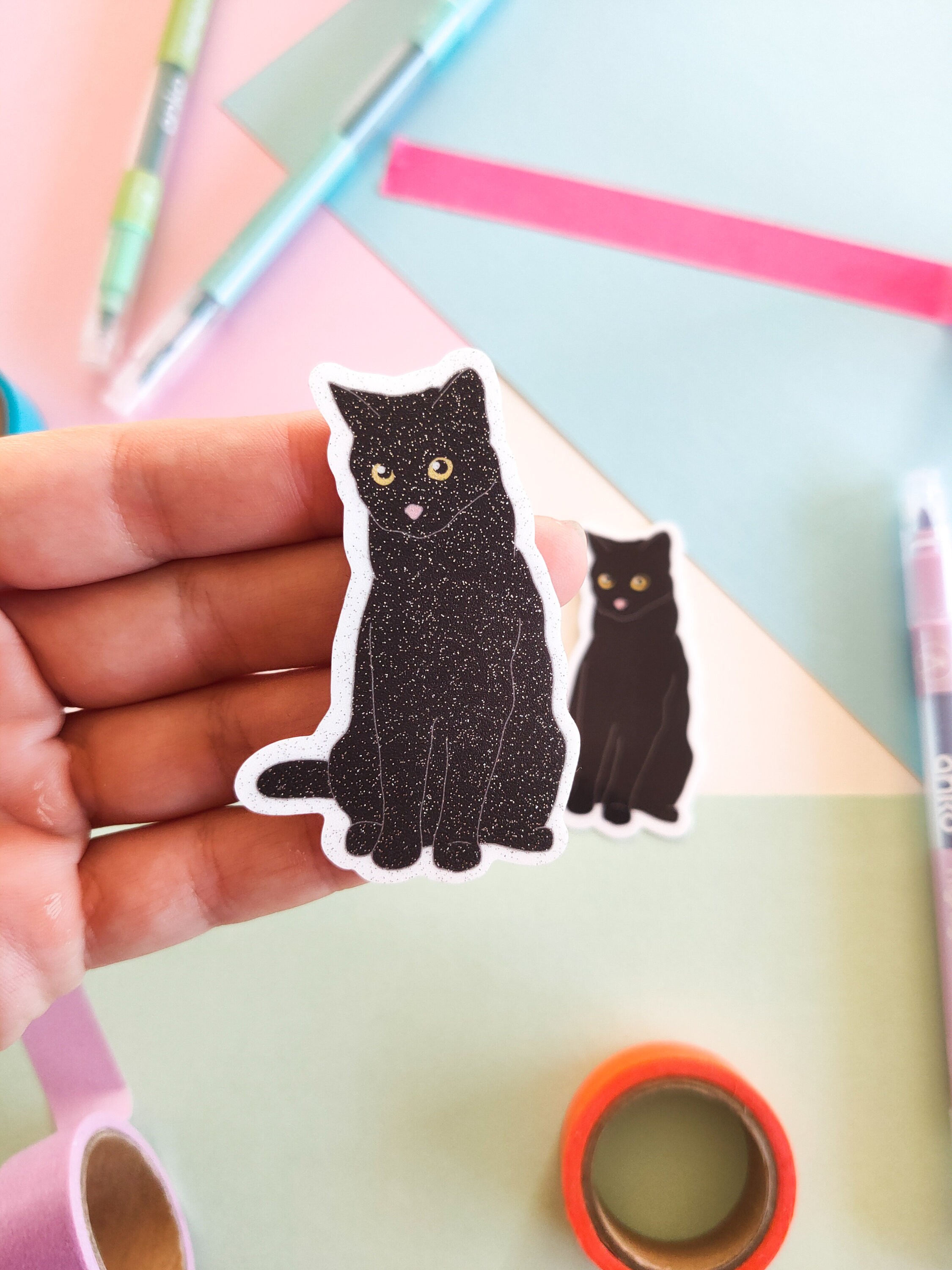 Black Cat Sticker Cute Cat Sticker Cat Lover Cat Lady - Etsy