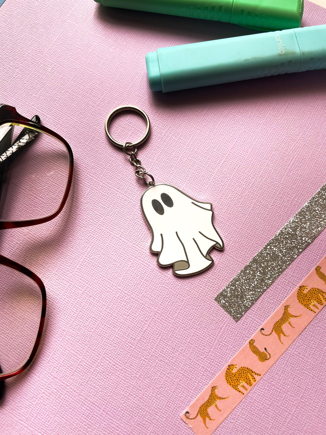 Ghost Enamel Keychain, Cute Ghost Keychain, Enamel Keychain, Ghost Art ...