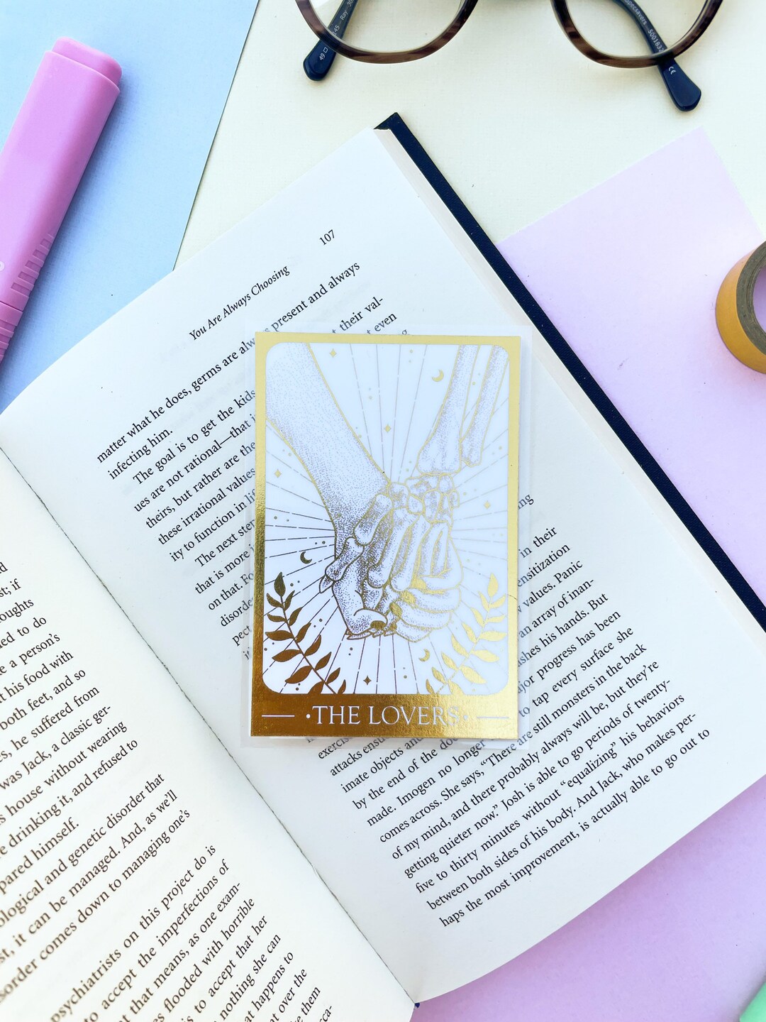 The Lovers Tarot Bookmark , Tarot Bookmark, Gold Foil, Foil Tarot Card ...