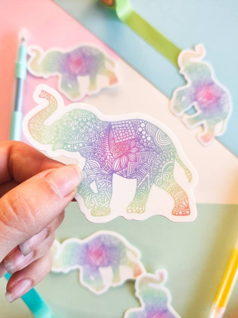 Elephant Sticker Cute Elephant Art Laptop Decal Vinyl - Etsy