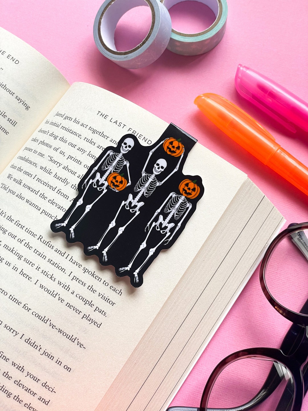 Halloween Skeletons Magnetic Bookmark, Spooky Bookmark, Halloween ...