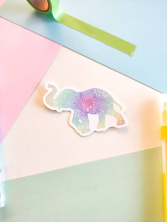 Elephant Sticker Cute Elephant Art Laptop Decal Vinyl | Etsy