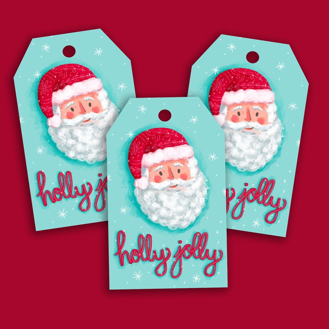 Printable Santa Gift Tags, Holly Jolly Christmas Tags, Christmas Gift ...