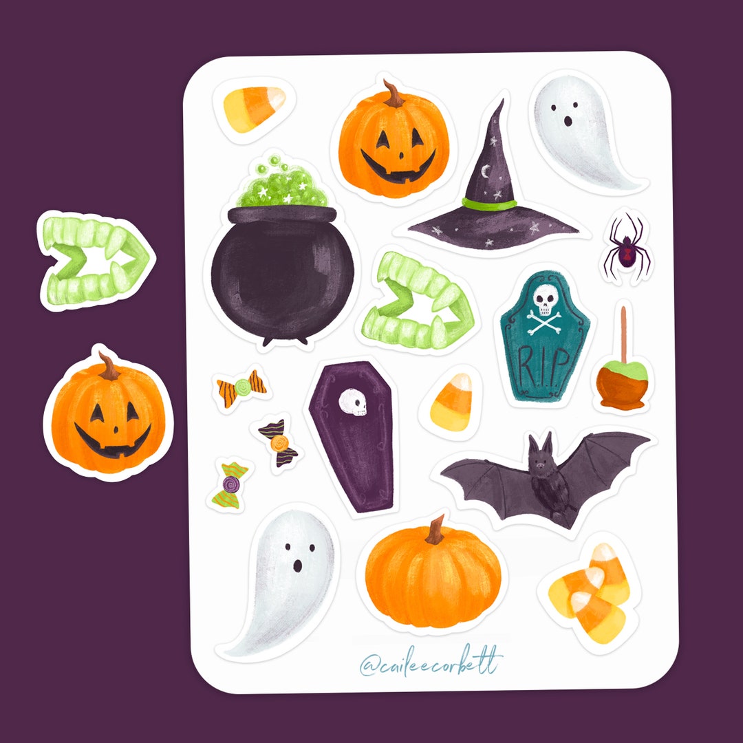 Halloween Printable Sticker Sheet, Halloween Stickers, Witch Stickers ...