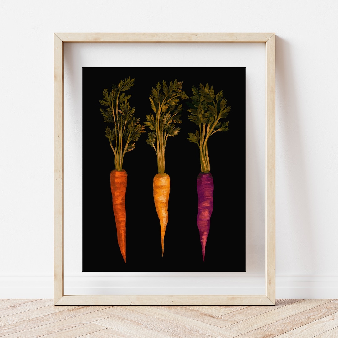 Carrots Art Print, Moody Dark Carrot Art, Dark Academia Wall Decor ...